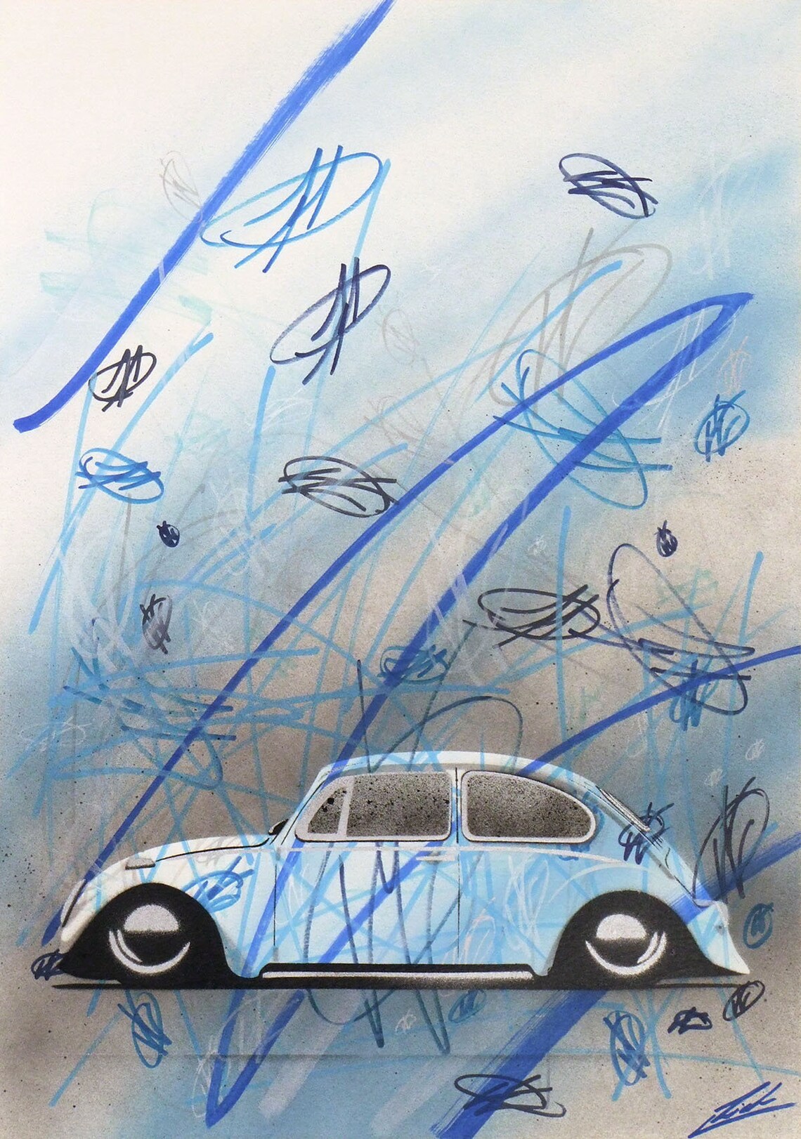Graffiti Bug Retro VW Beetle Street Art Print Classic Car - Etsy