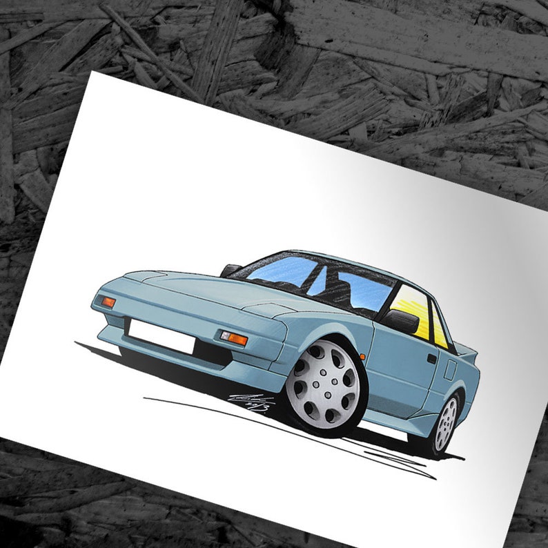 Toyota MR2 Caricature Car Art Cartoon JDM Car Classic - Etsy