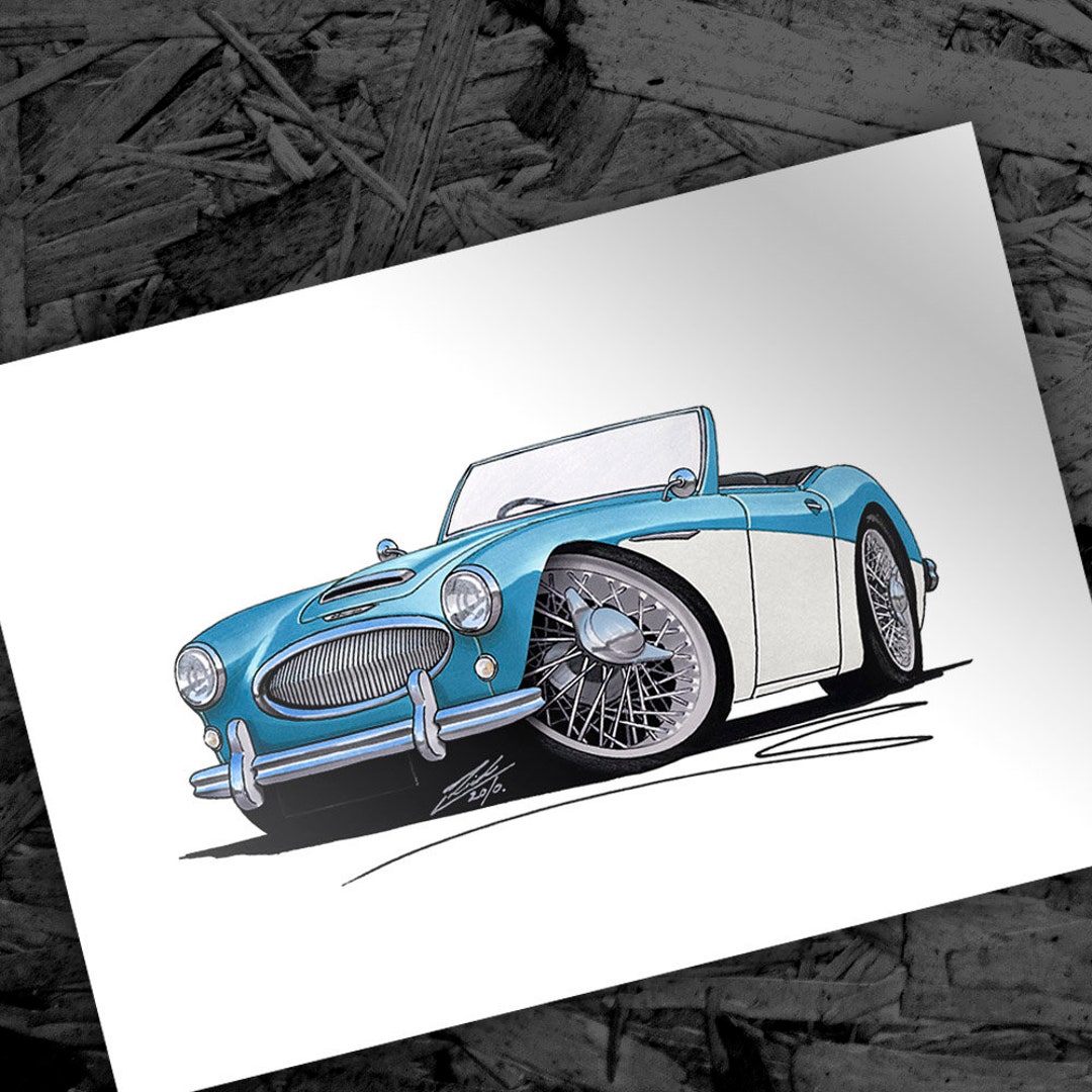 Austin Healey 3000 Classic Sports Car Art Cartoon Illustration ...