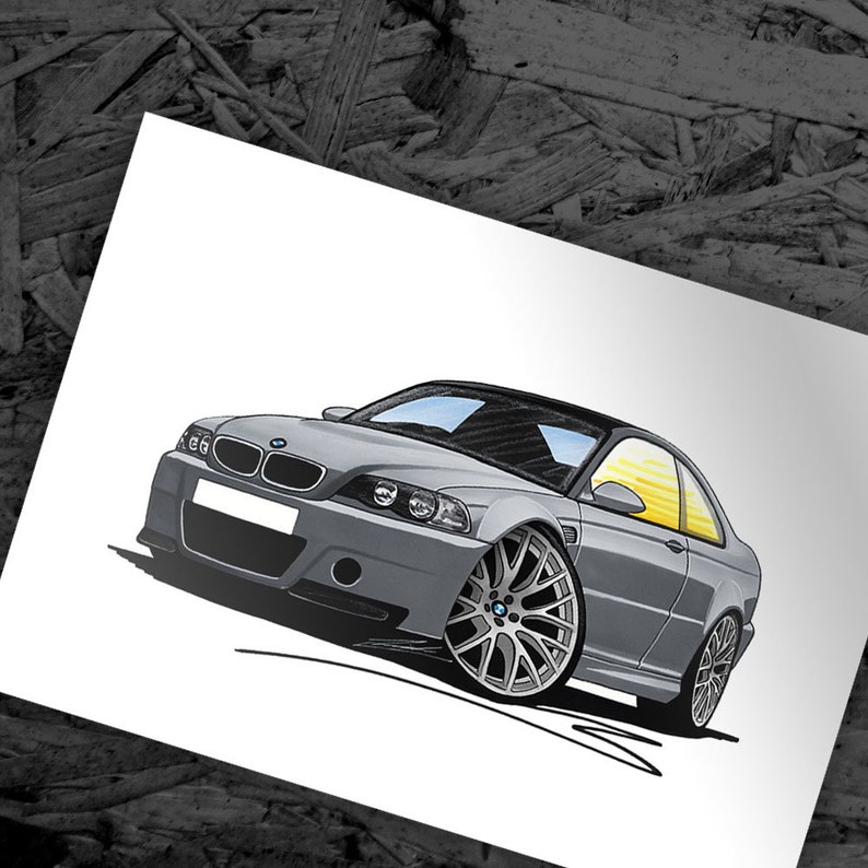 BMW M3 CSL Cartoon Illustration Grau BMW e46 3er Bild - Etsy.de