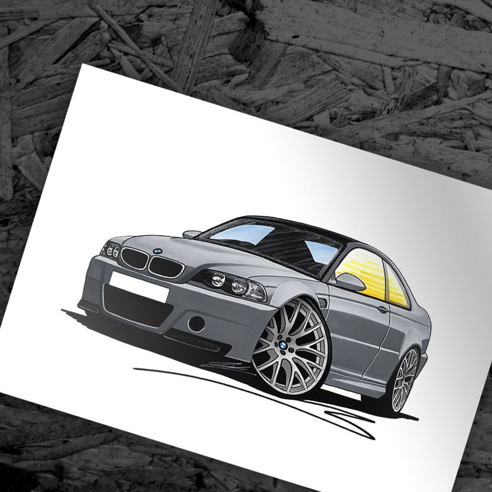 BMW M3 CSL Cartoon Illustration Grey BMW E46 3-series Picture ...