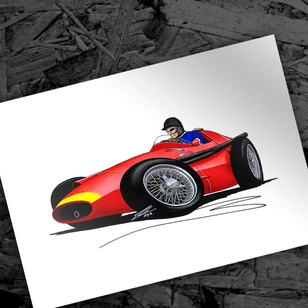 Juan Manuel Fangio Sports Car Art Cartoon Illustration Printable ...