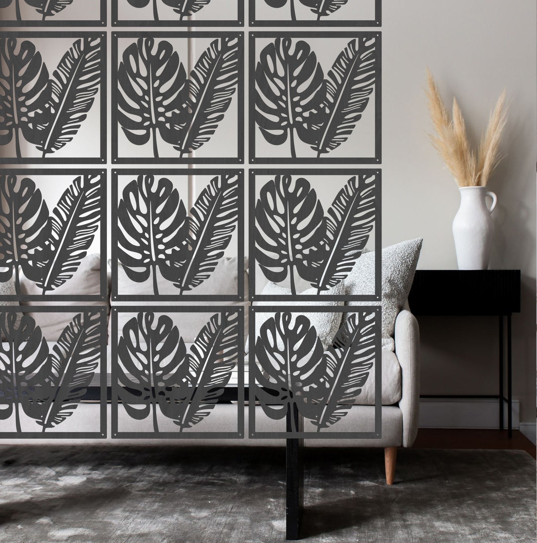 Wooden Room Divider, Tropical Leaves, Interior Partition, Modern ...