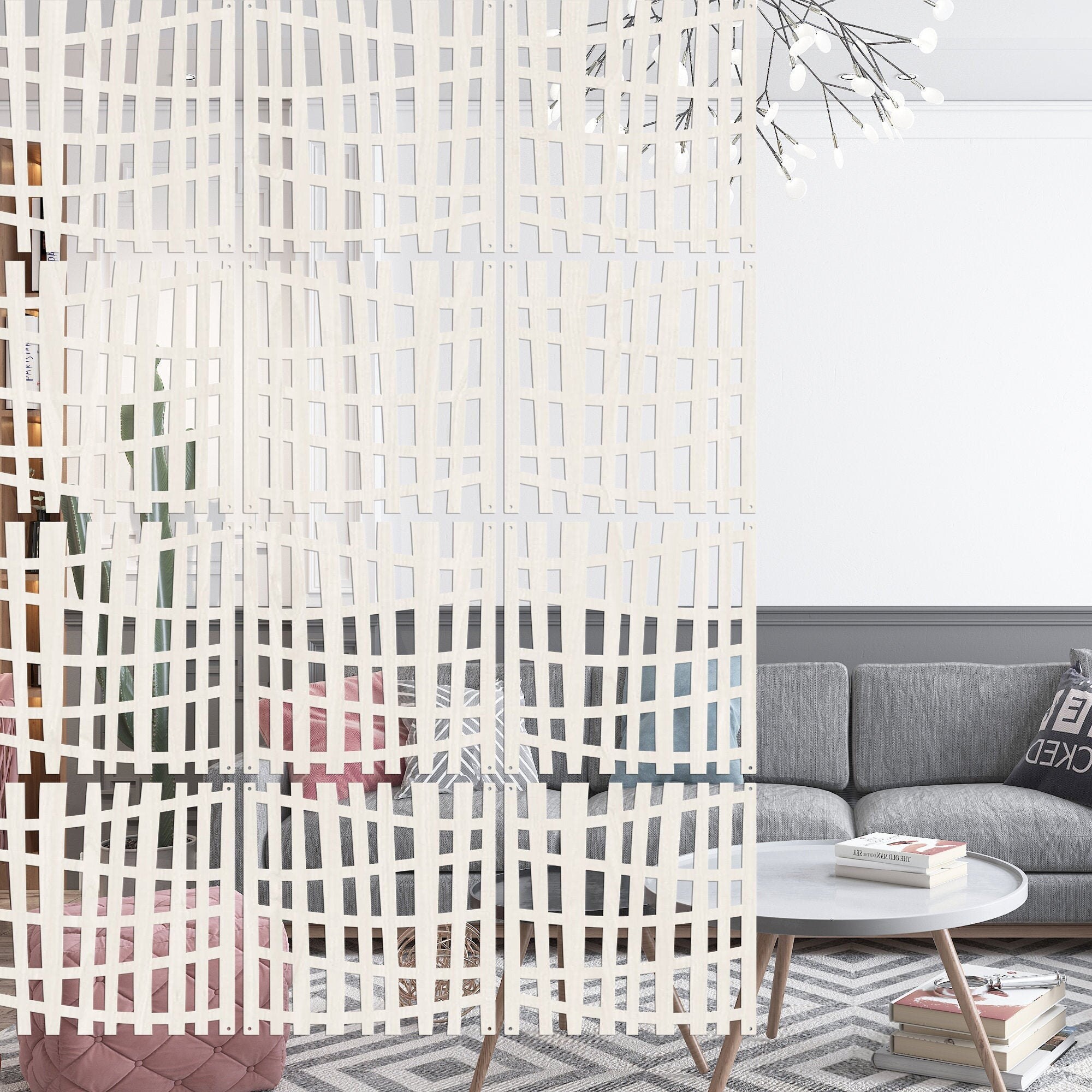 Gray Room Interior Wooden Room Divider Hanging Modern - Etsy UK