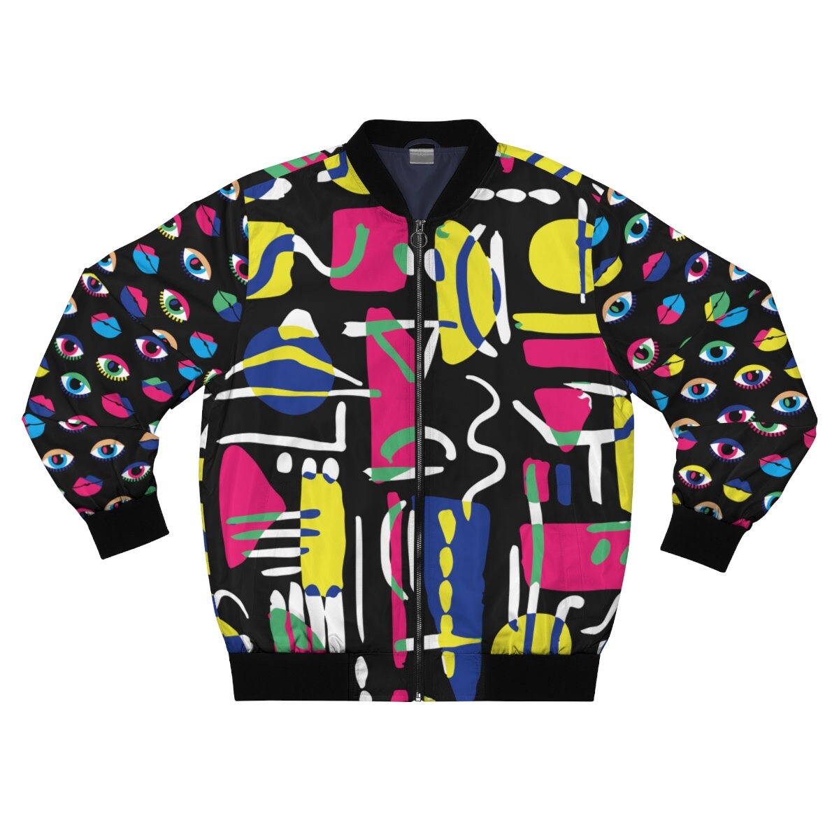 Trippy Eye Print Bomber Jacket: Psychedelic Rave Fashion - Etsy