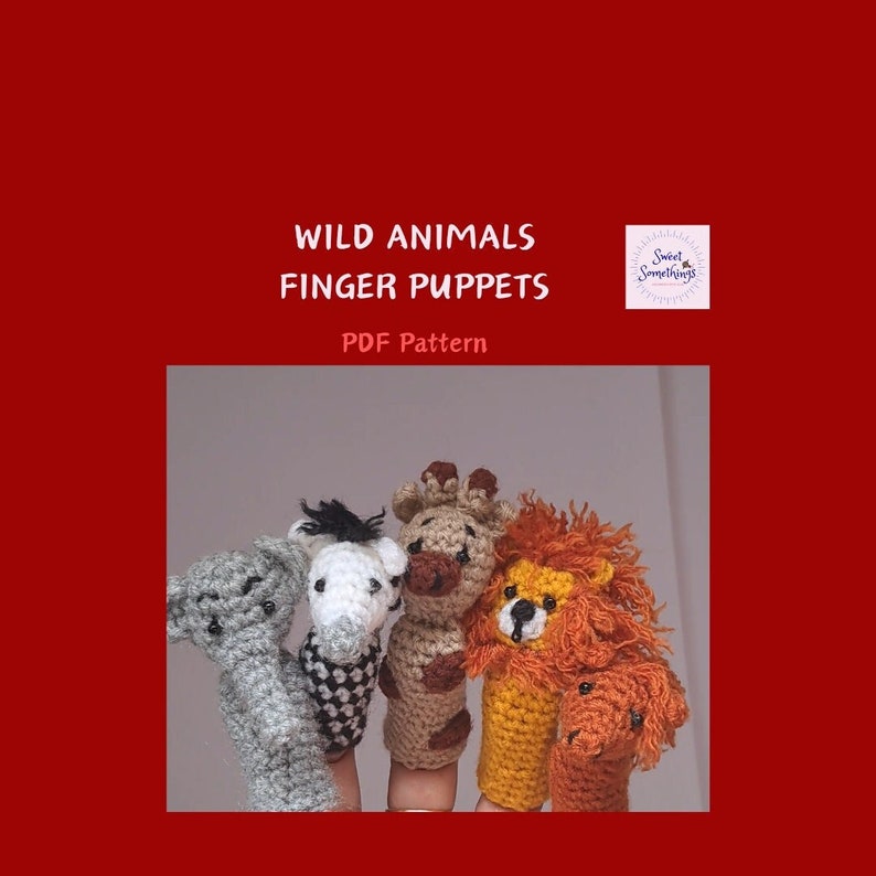 Wild Animals Finger Puppets PDF Pattern Zebra, Giraffe, Elephant, Horse ...
