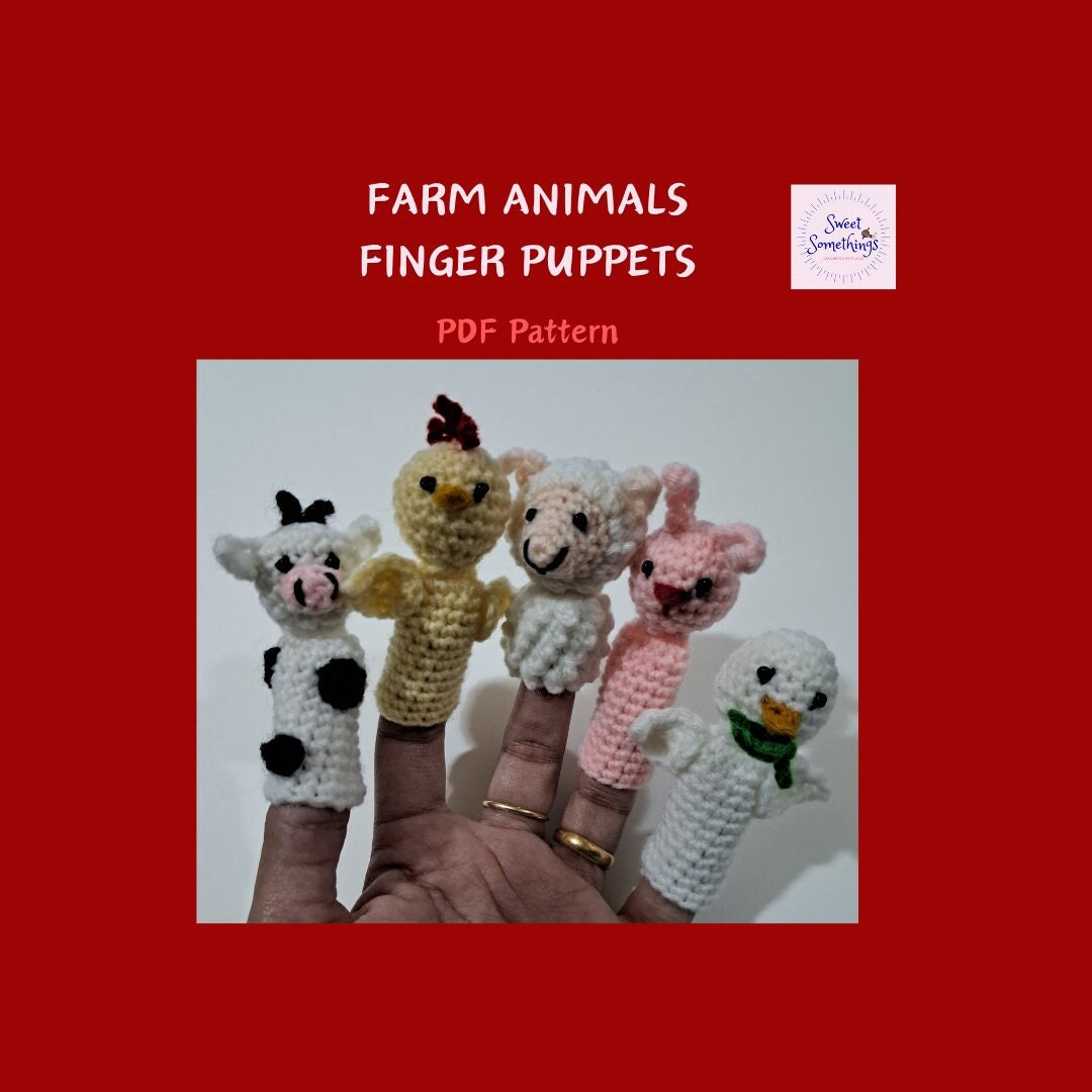 Farm Animals Finger Puppets PDF Pattern Sheep, Cow, Chicken, Dove ...