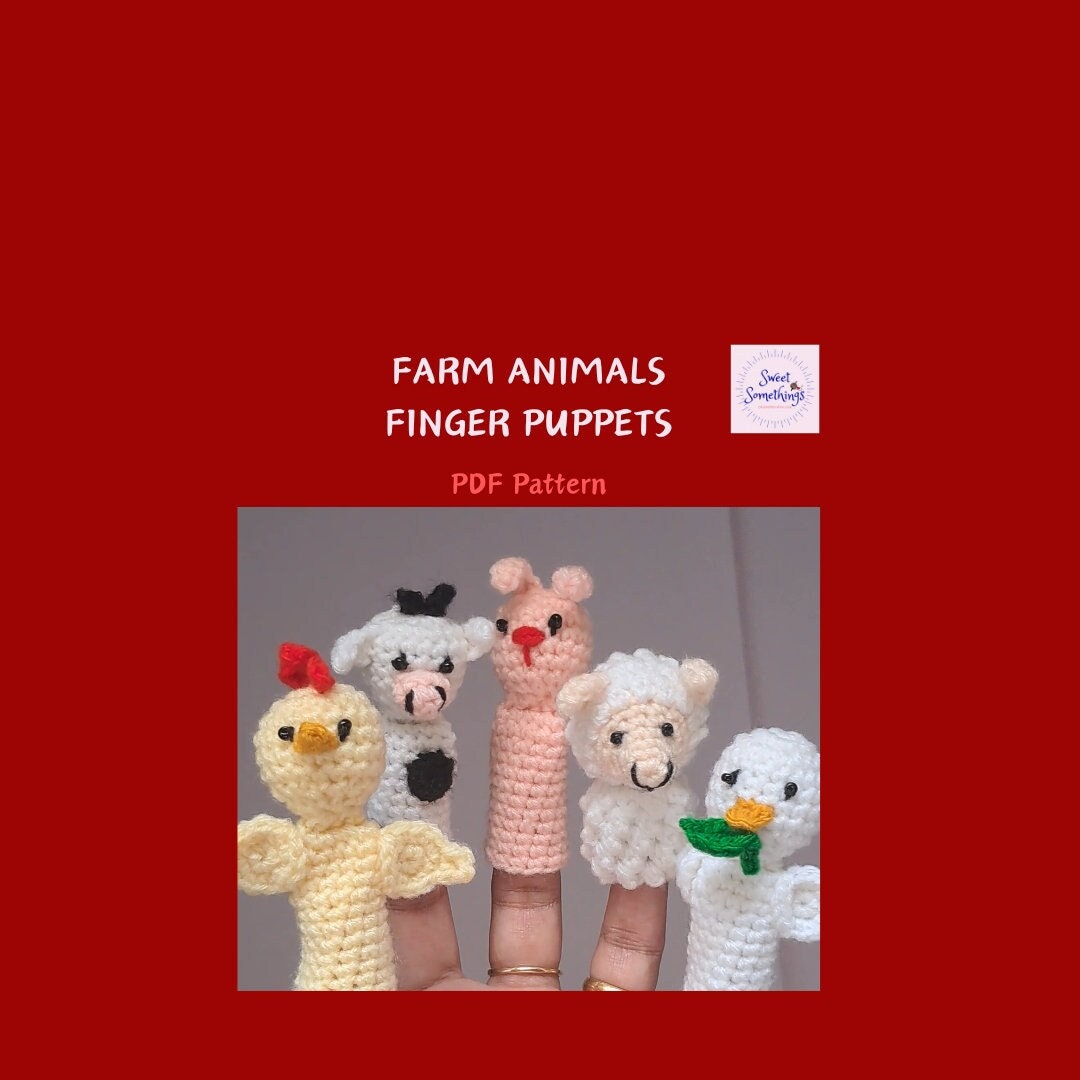 Farm Animals Finger Puppets PDF Pattern Sheep, Cow, Chicken, Dove ...