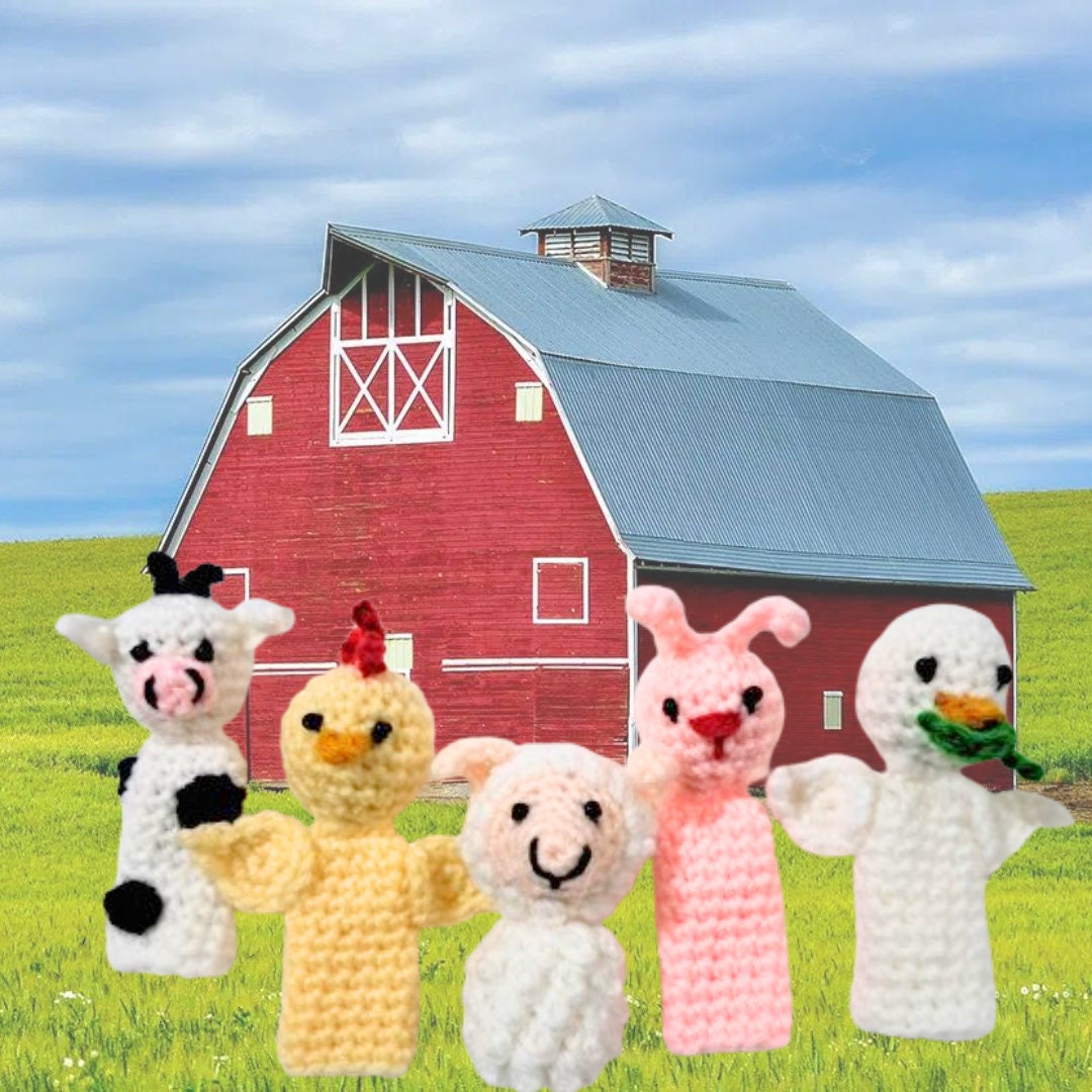 Farm Animals Finger Puppets PDF Pattern Sheep, Cow, Chicken, Dove ...