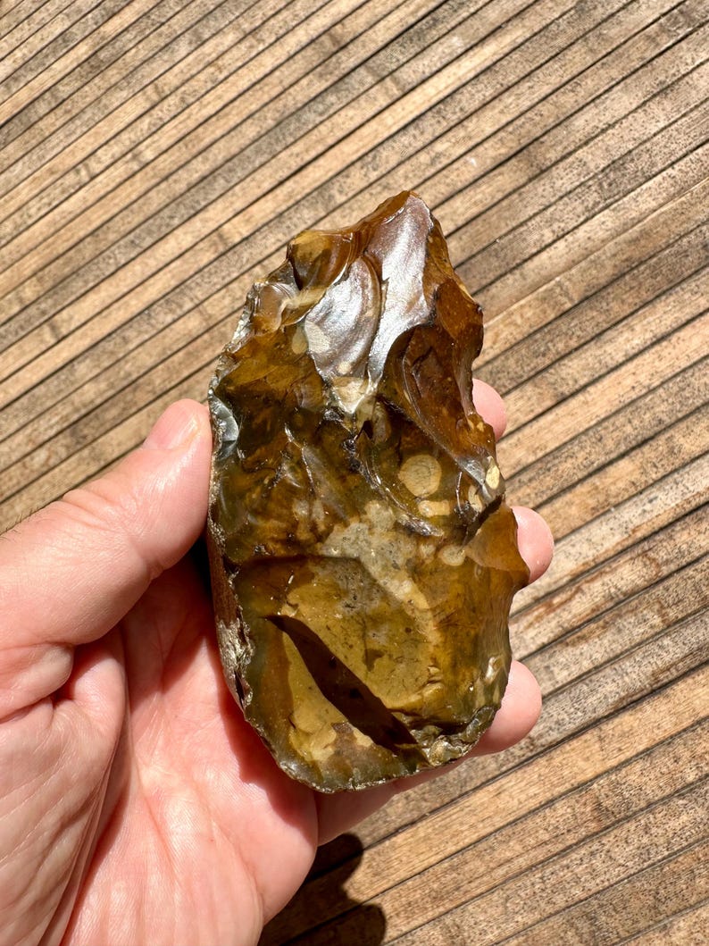 French Acheulean Flint Hand Axe, Glassy Autumn Patina, Lower ...