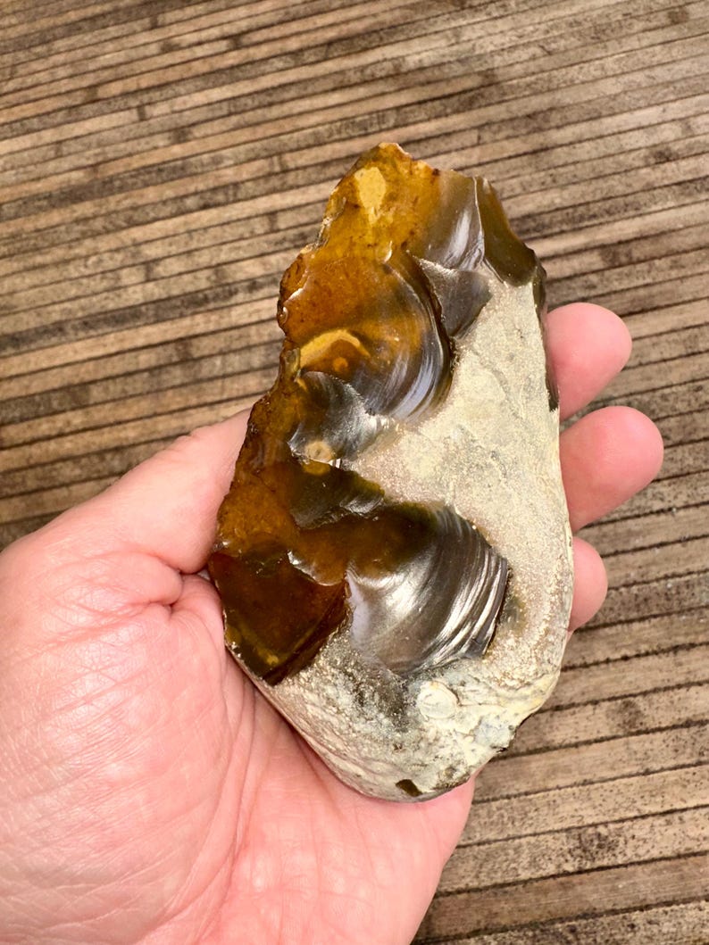 French Acheulean Flint Hand Axe, Glassy Autumn Patina, Lower ...
