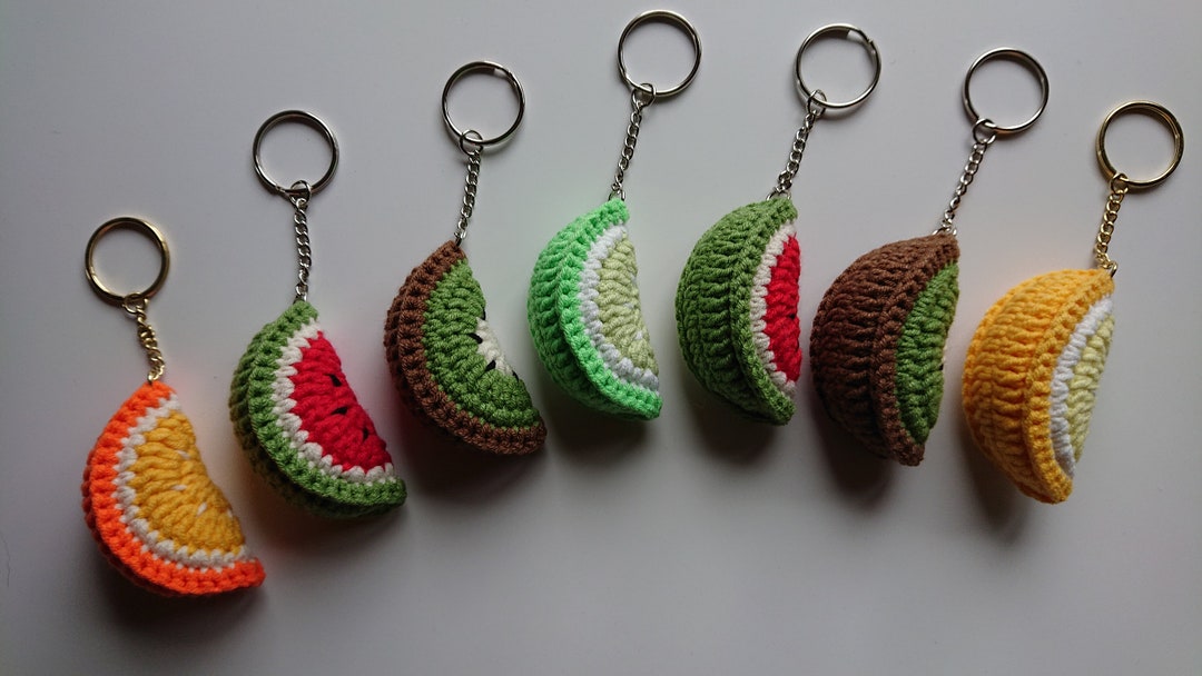 Crocheted Fruit Keychain Watermelon, Kiwi, Orange, Lemon, Lime Fruit ...