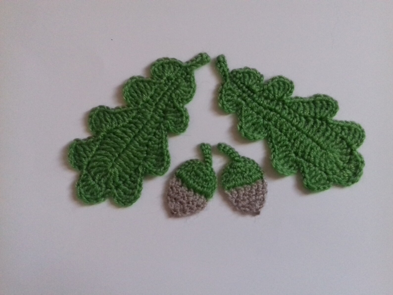 Crocheted Oak Leaves Crochet Green Leaves Crocheted Oak Acorns ...