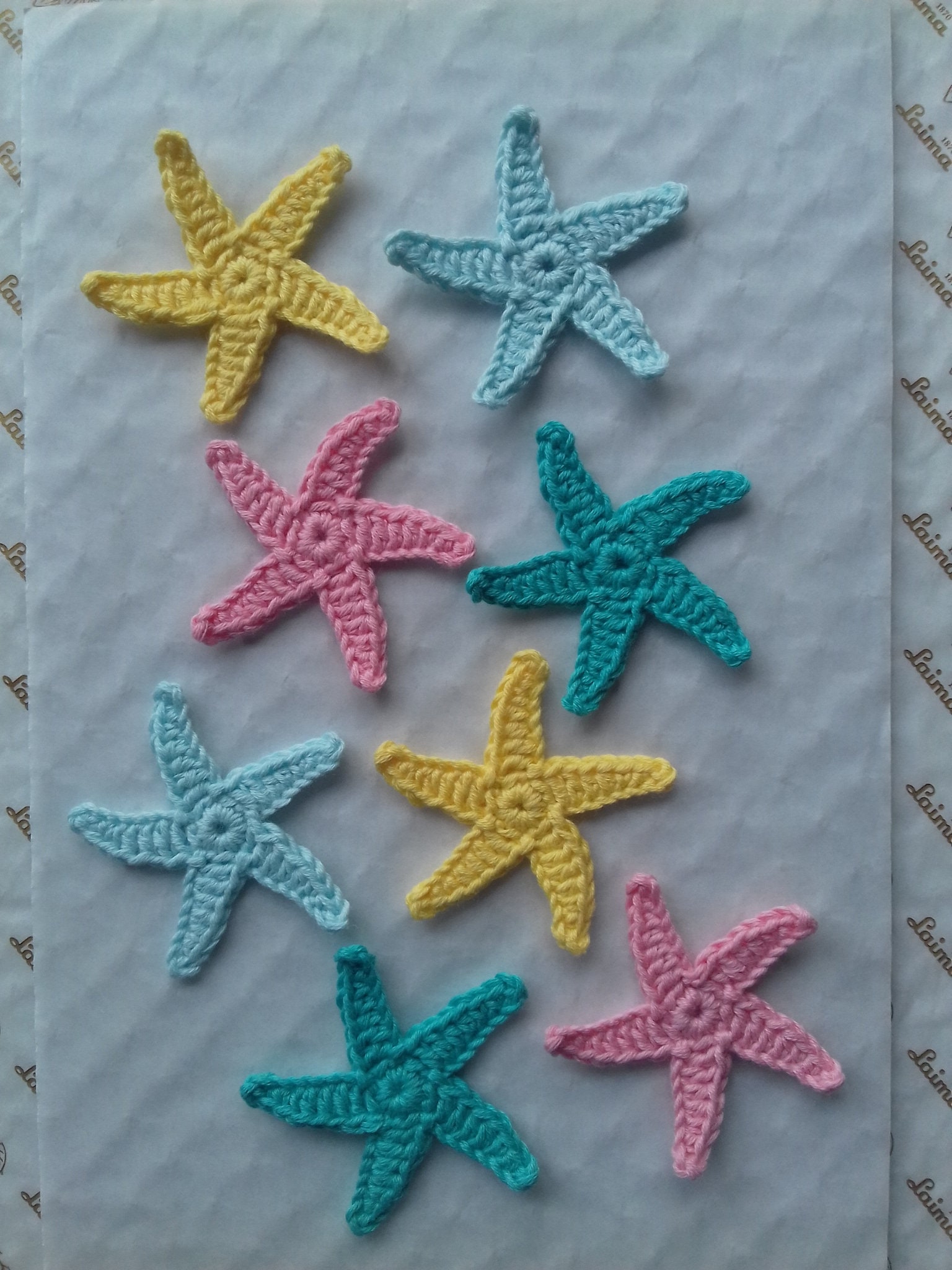 Pastel Starfish Crocheted Starfish Starfish Appliques Starfish Motif ...