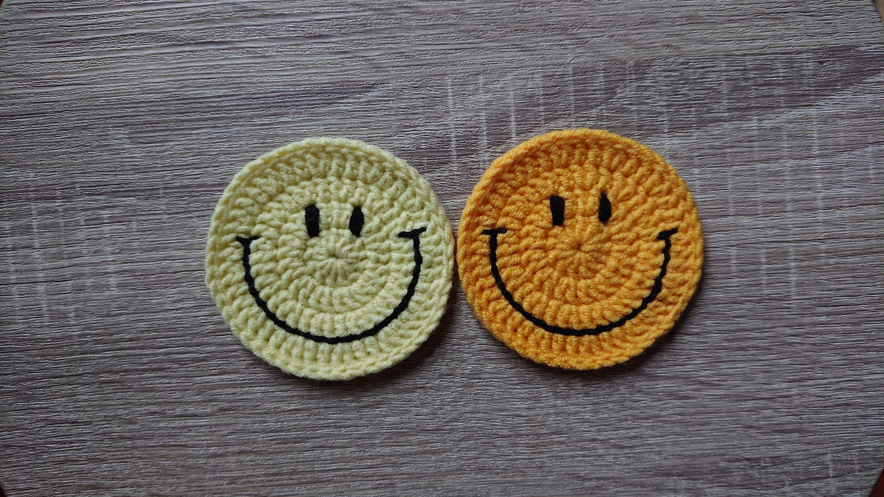 Crochet Smiley Face Handmade Smiley Applique Yellow Applique Crochet ...
