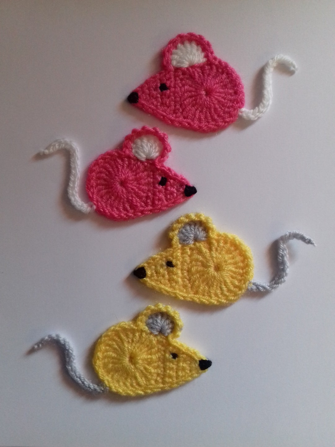 2pcs Crochet Mouse Appliques Pink Mouse Yellow Mouse Animal - Etsy ...