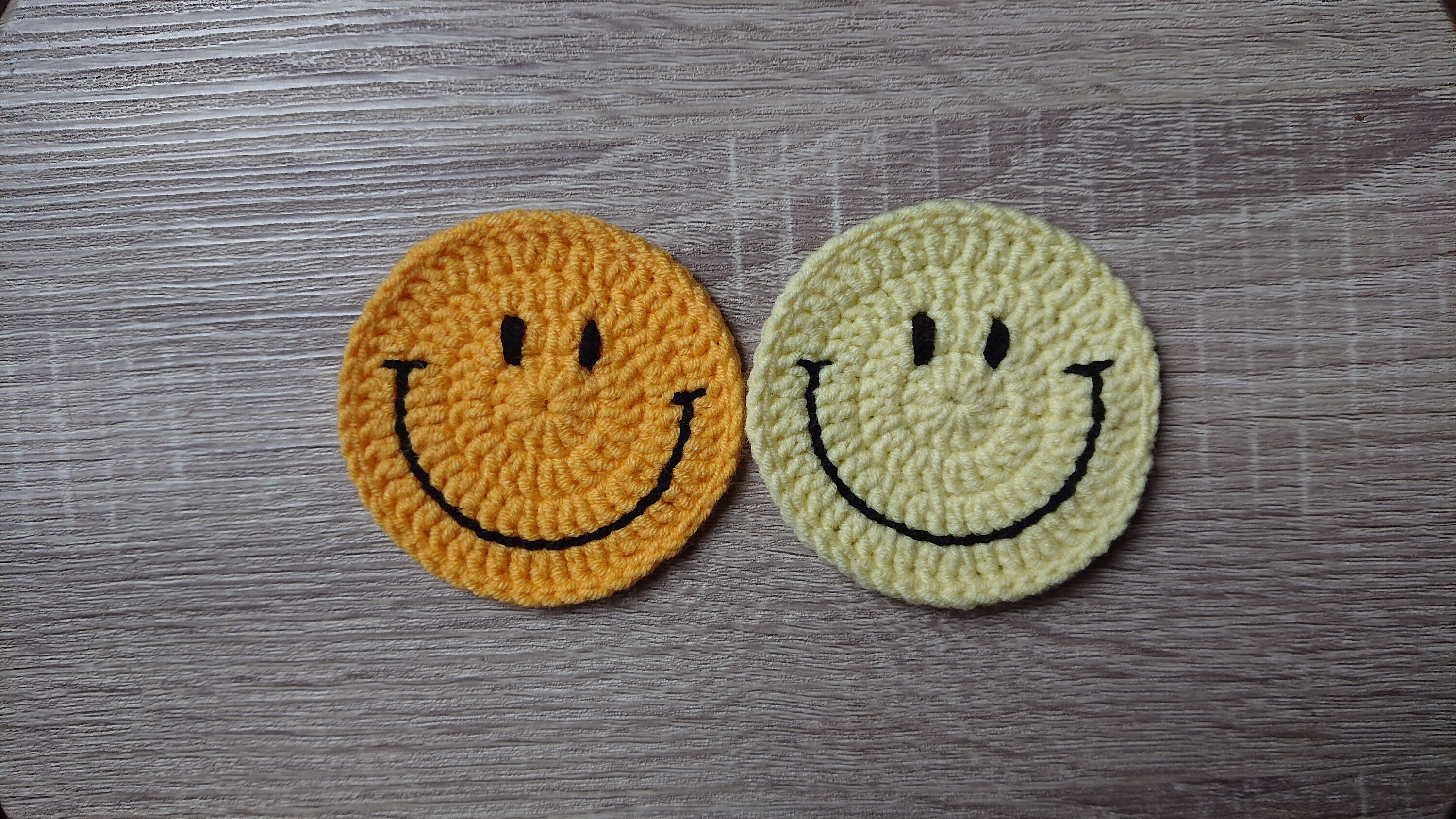 Crochet Smiley Face Handmade Smiley Applique Yellow Applique Crochet ...