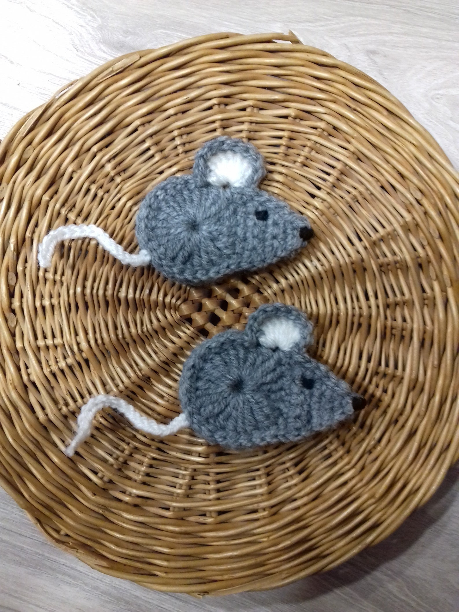 2pcs Crochet Mouse Applique Gray Mouse Animal Motif Crochet Mouse ...