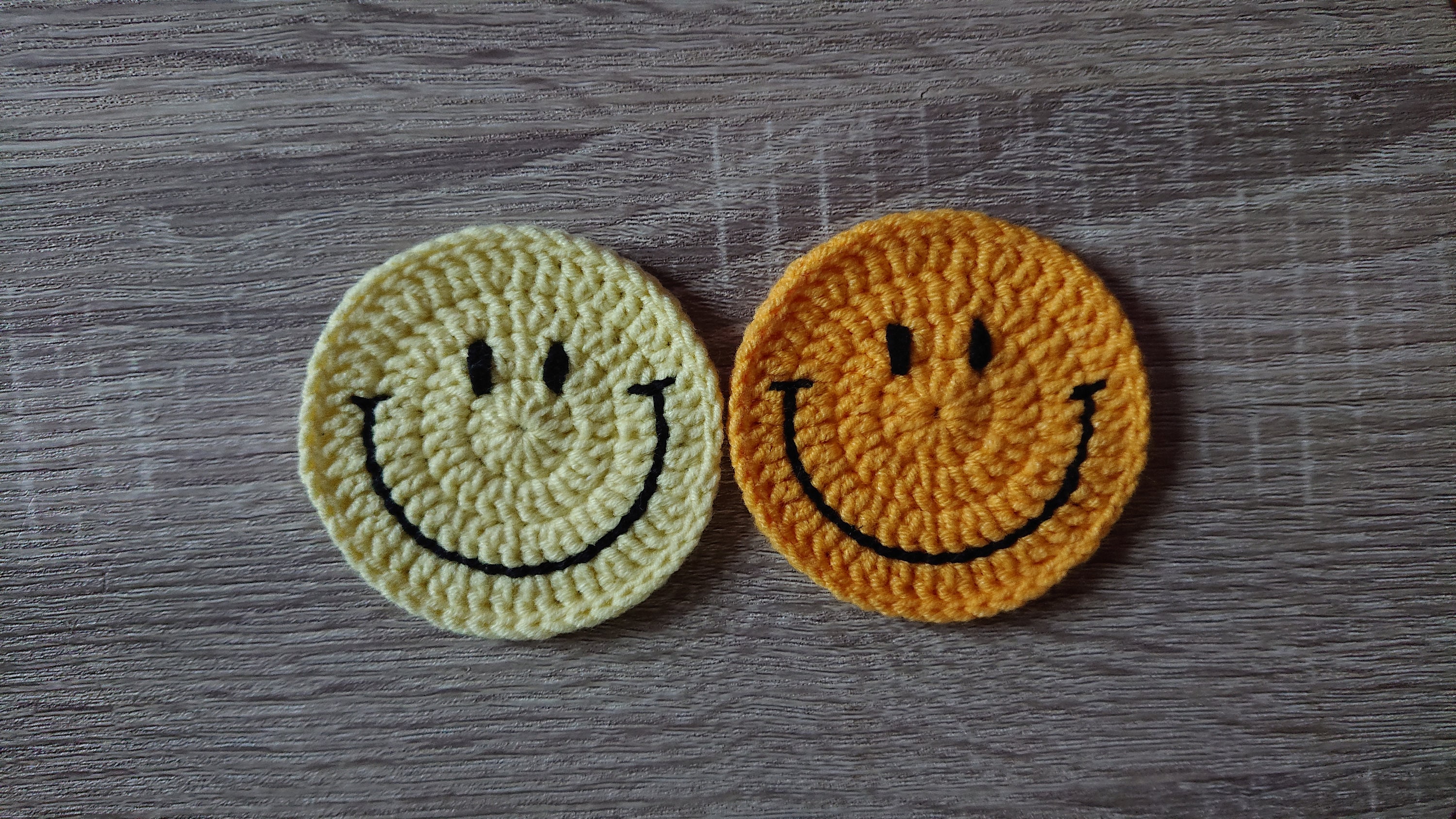 Crochet Smiley Face Handmade Smiley Applique Yellow Applique Crochet ...