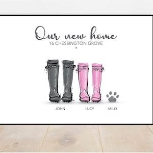 New Home Print, New Home Welly Print, Personalised Gift, First Home ...