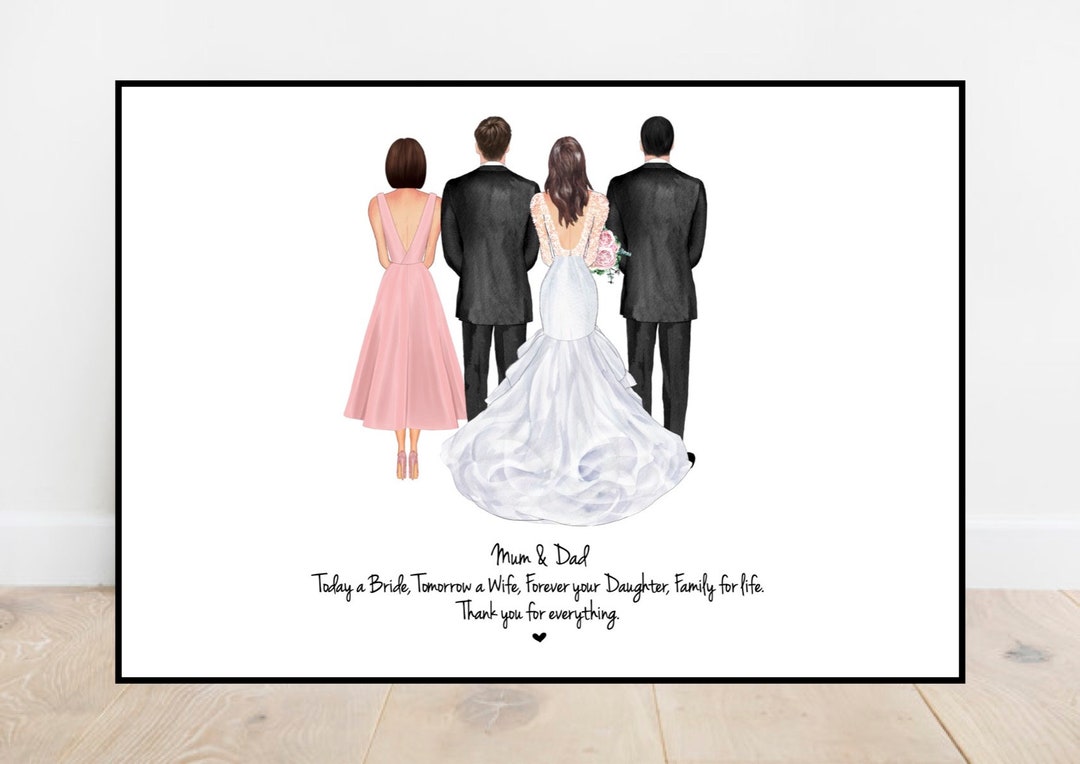Parents Wedding Print, Mother of Bride, Father of Bride, Wedding Print ...