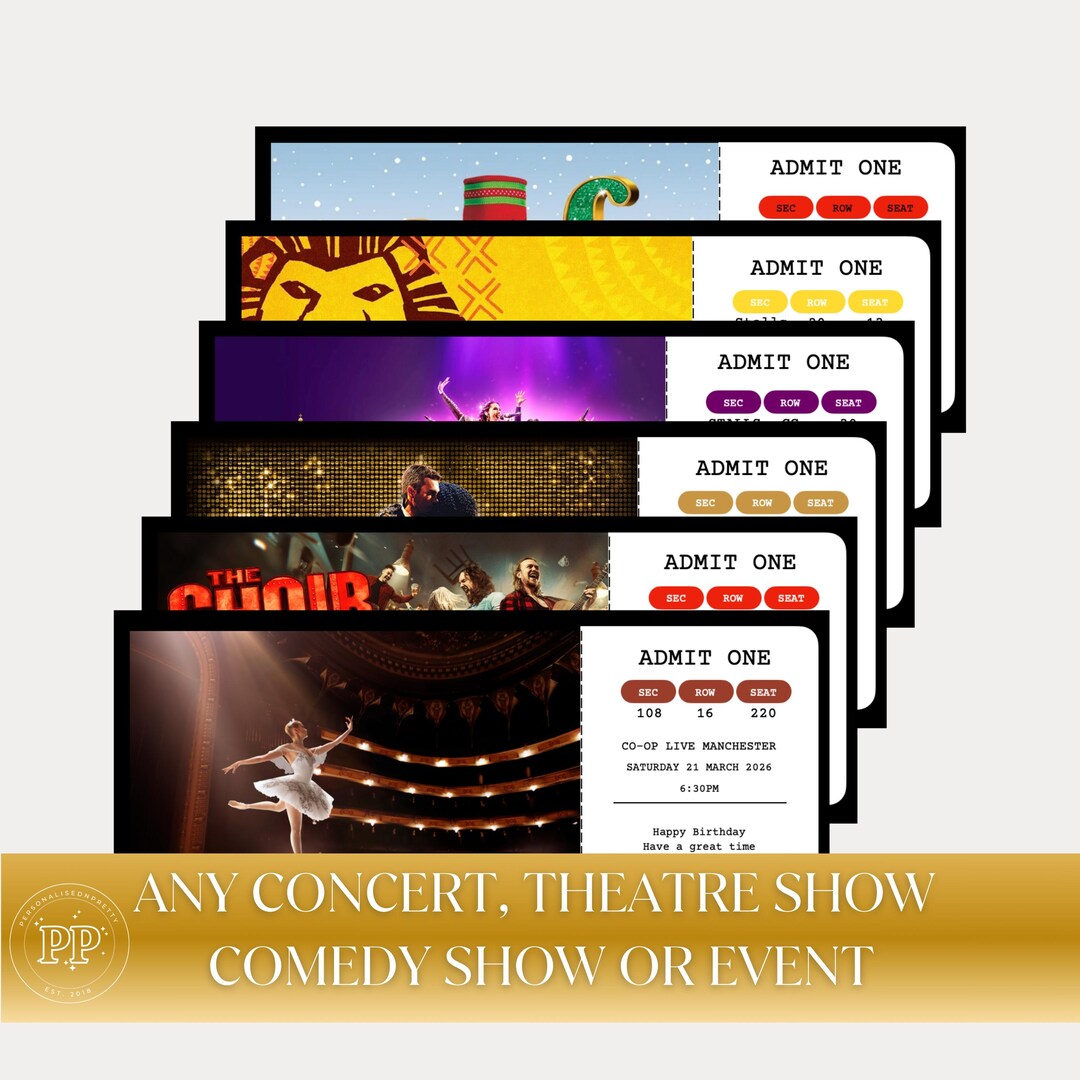 Personalised Theatre Ticket, Musical Ticket, Surprise Voucher, Broadway ...