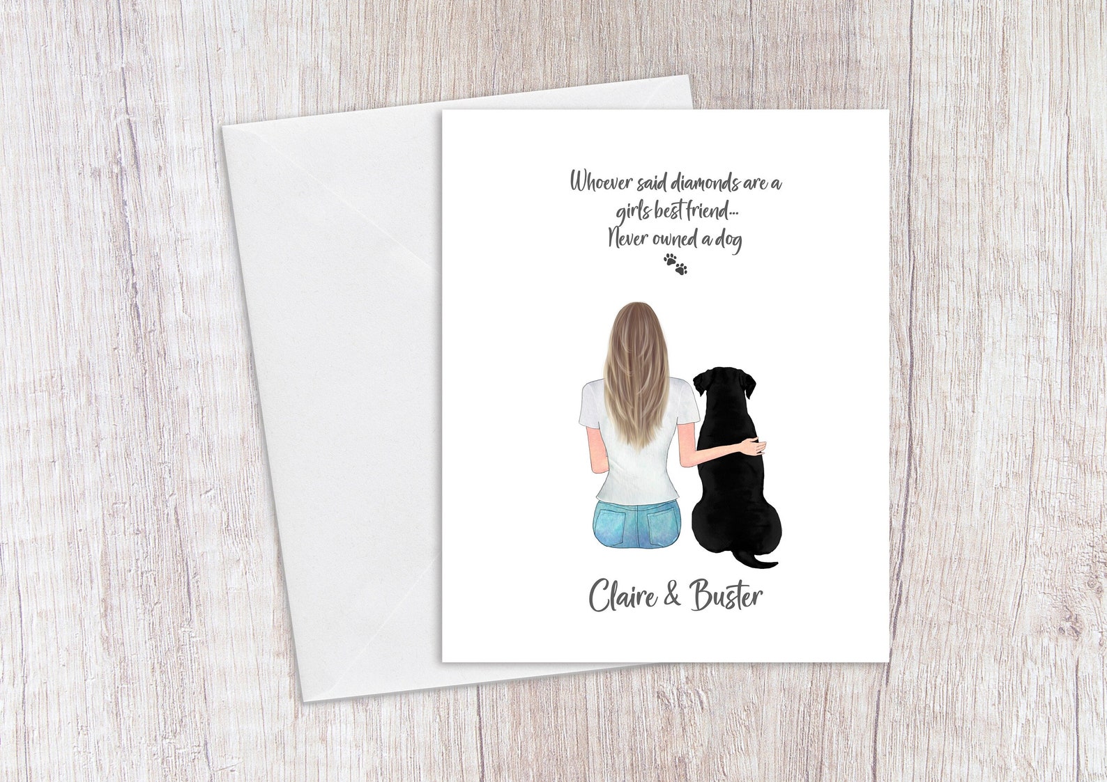Personalised Lady and Her Dog Card Family Pet Portrait - Etsy