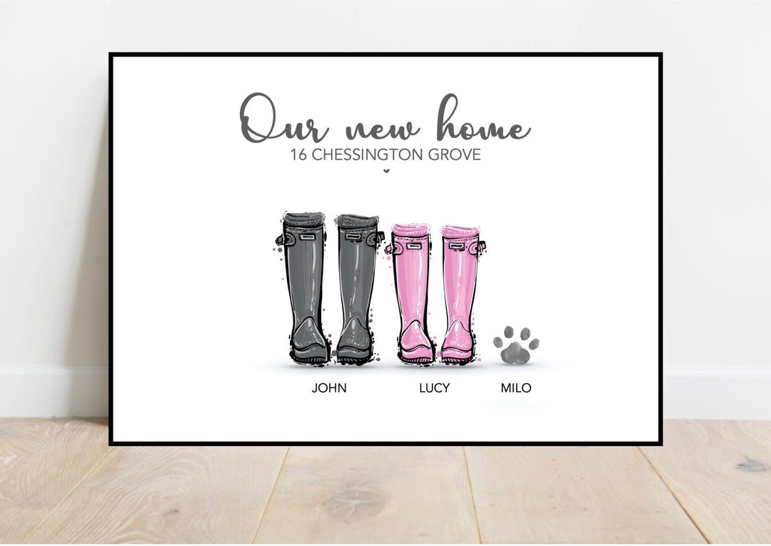 New Home Print, New Home Welly Print, Personalised Gift, First Home ...