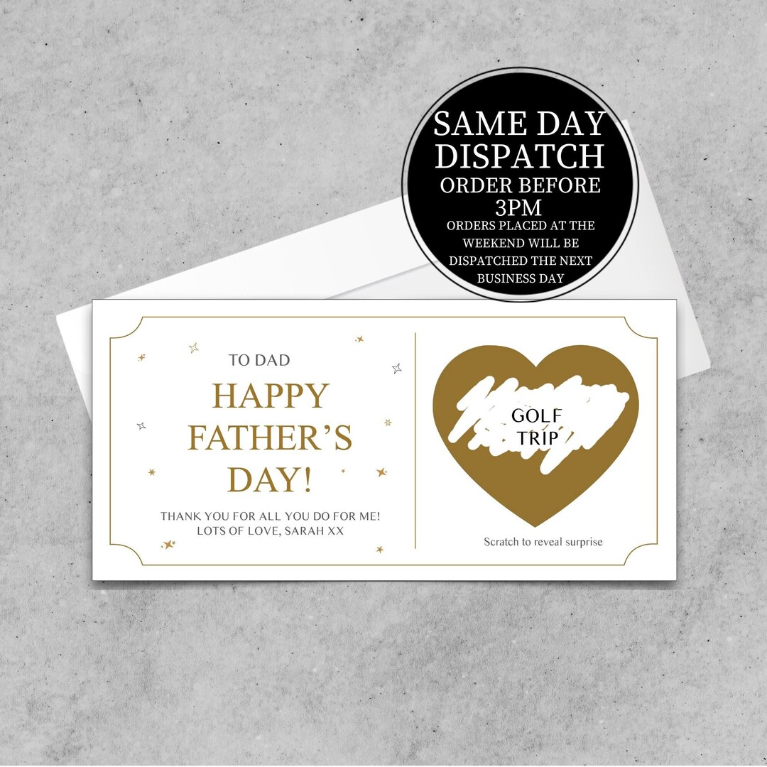 Father's Day Scratch to Reveal Ticket, Father's Day Voucher, Gift for ...