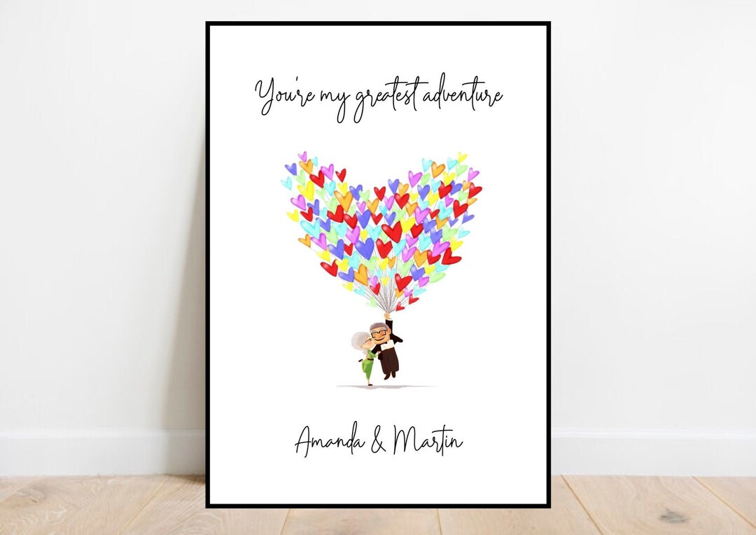Up Personalised Print, Up, up Portrait, Couples Poster, Birthday ...