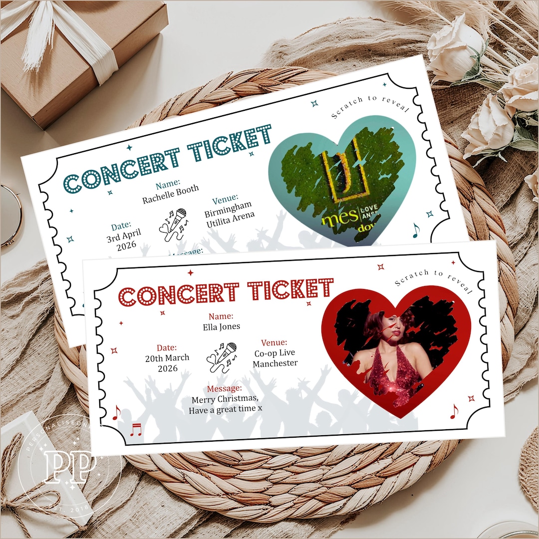 Concert Ticket, Surprise Concert Scratch to Reveal Card, Christmas ...