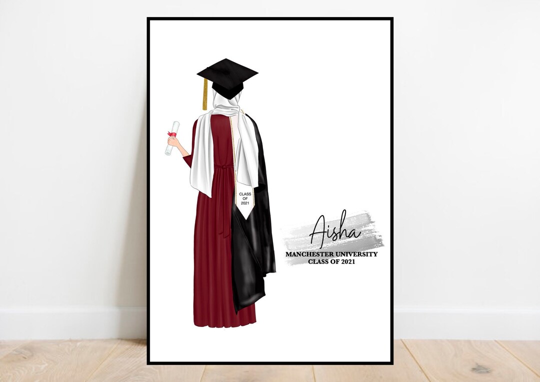 Custom Personalised Islamic Graduation Print, Muslim Graduation Gift ...