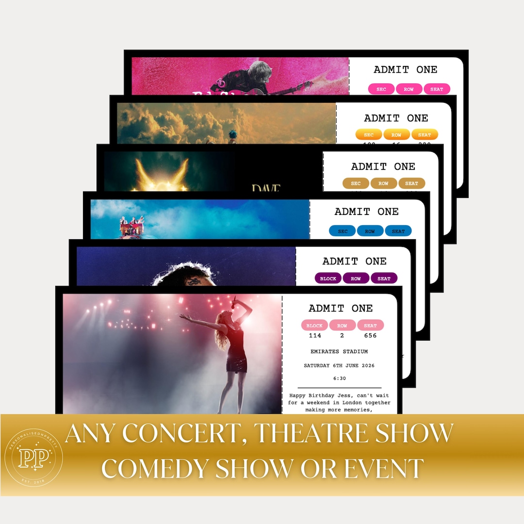 Personalised Concert Ticket, Event Ticket, Musical Ticket, Souvenir ...