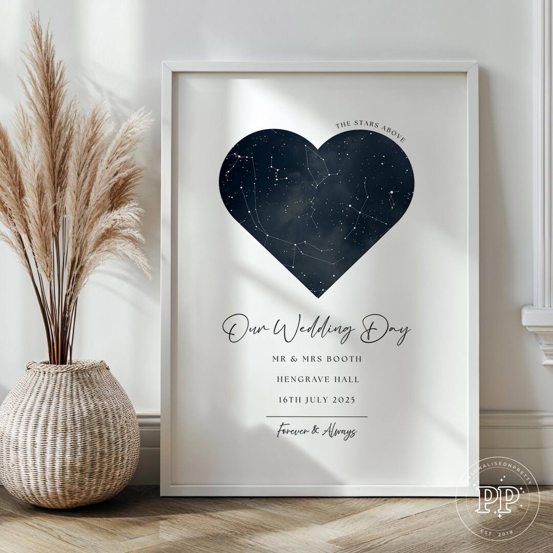 Star Map Print, Star Map Anniversary Gift, Engagement Gift, Night Star ...