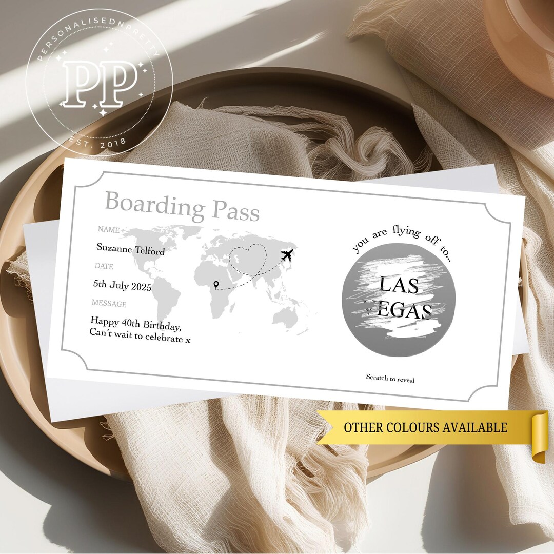Boarding Pass Scratch Card, Personalised Reveal Gift, Personalised ...