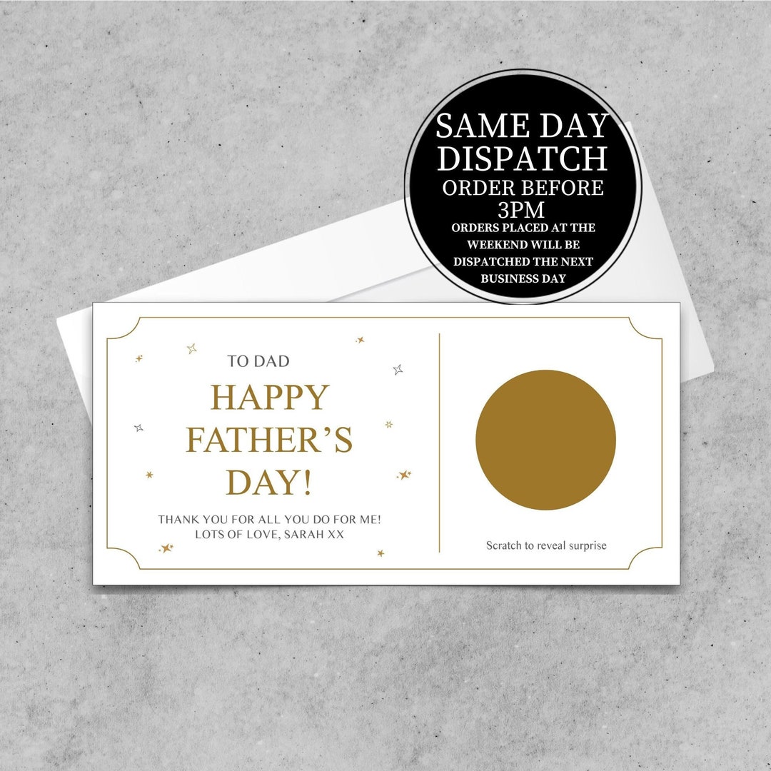 Personalised Father's Day Scratch Voucher, Father's Day Gift Surprise ...