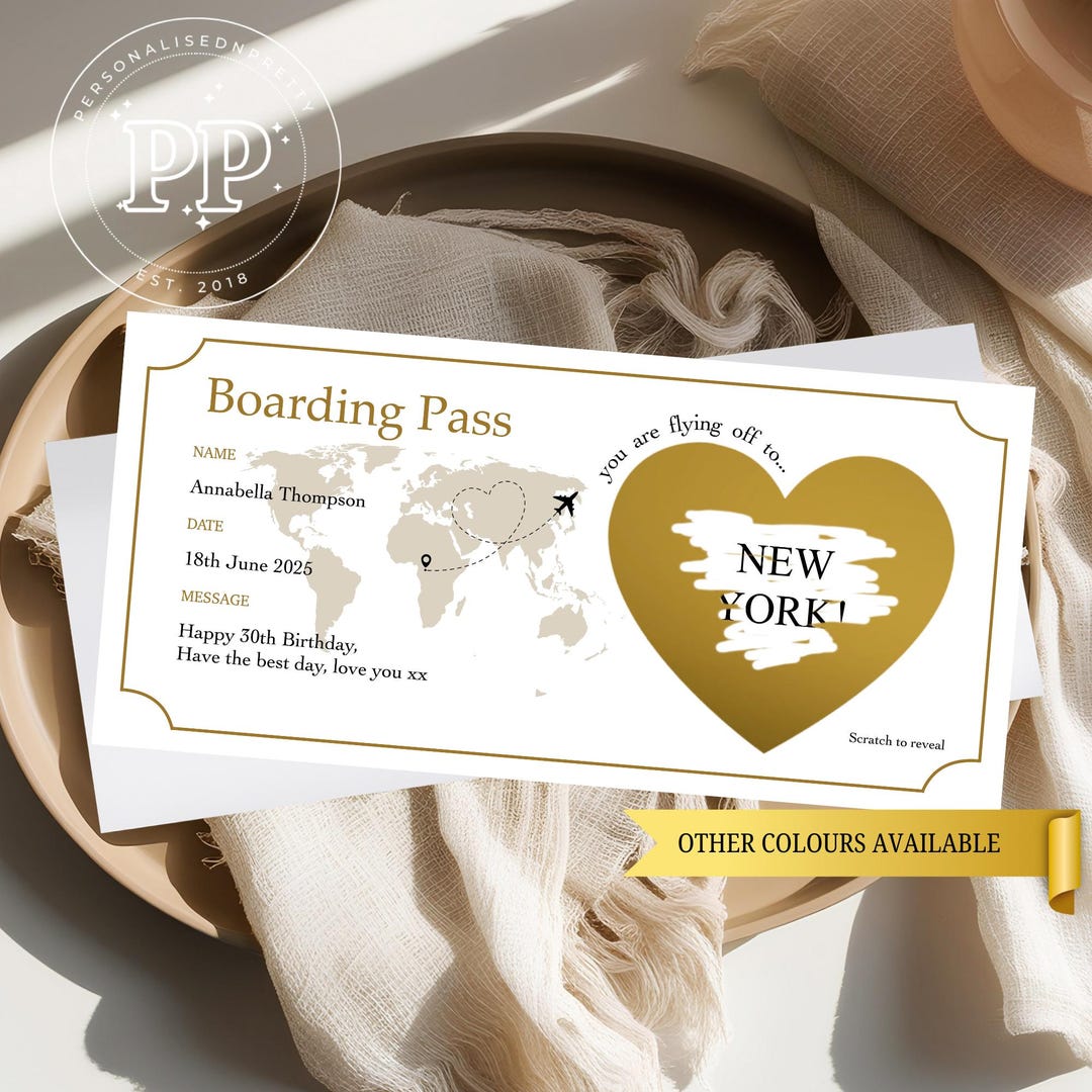 Boarding Pass, Personalised Boarding Pass, Scratch off Surprise ...