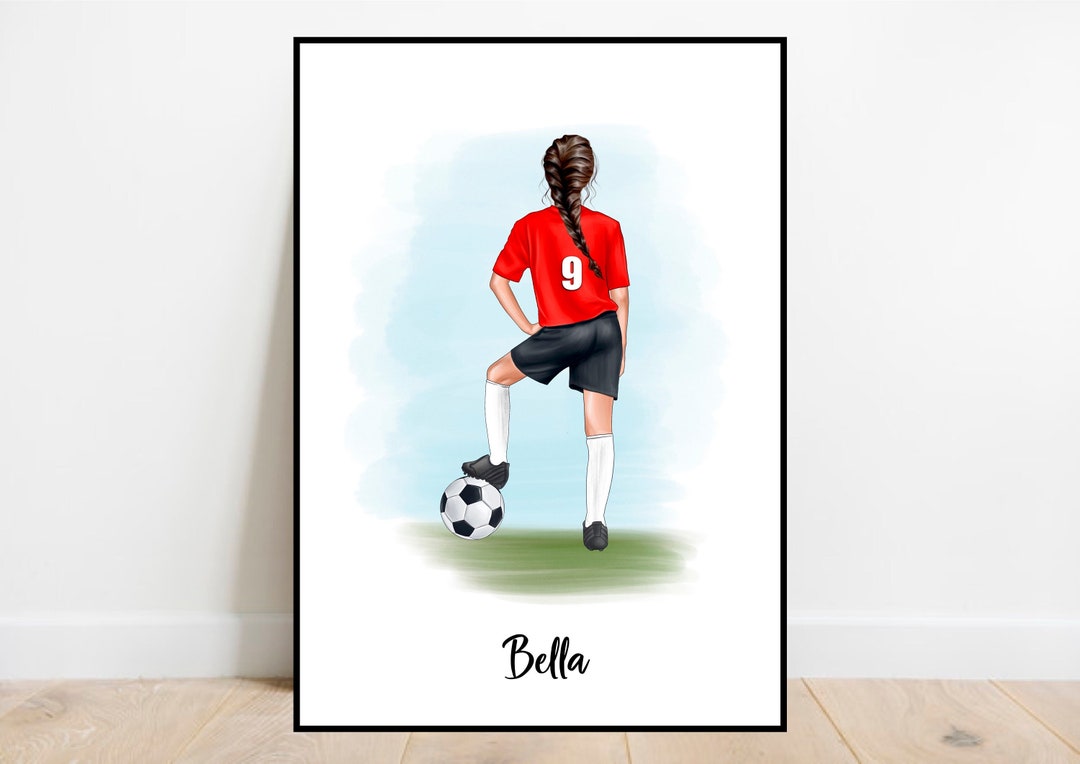 Personalised Girls Football Poster, Girls Football, Soccer Print ...