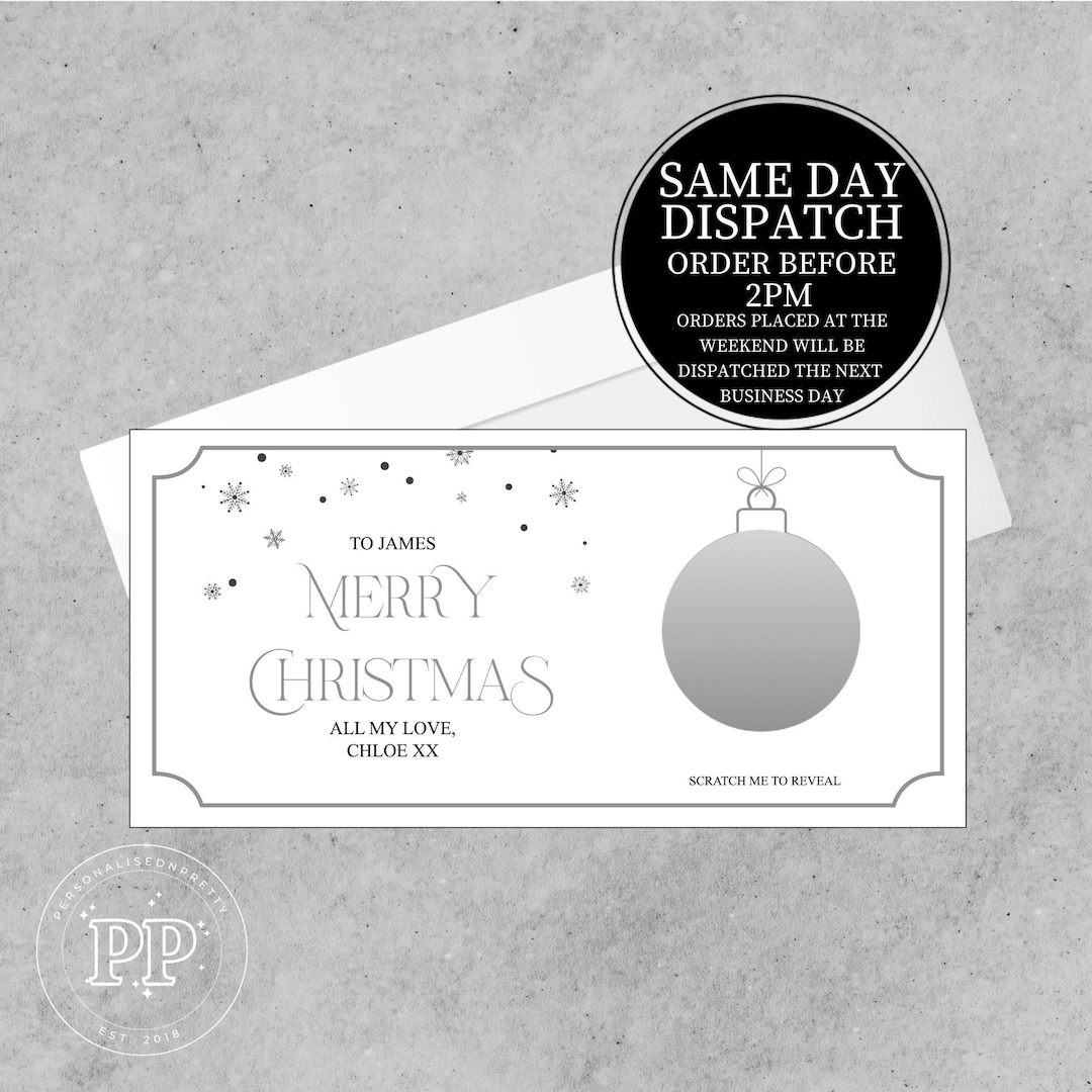 Christmas Scratch Card, Personalised Scratch Card, Christmas Reveal ...