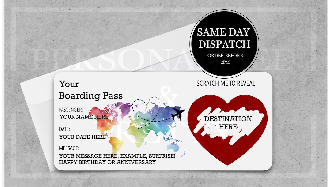 Personalised Boarding Pass, Fake Boarding Pass, Plane Ticket, Surprise ...