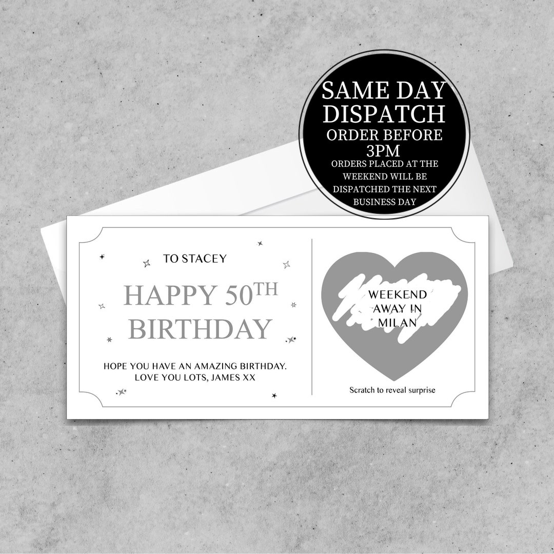 Personalised Birthday Scratch Voucher,anniversary, Special Birthday ...