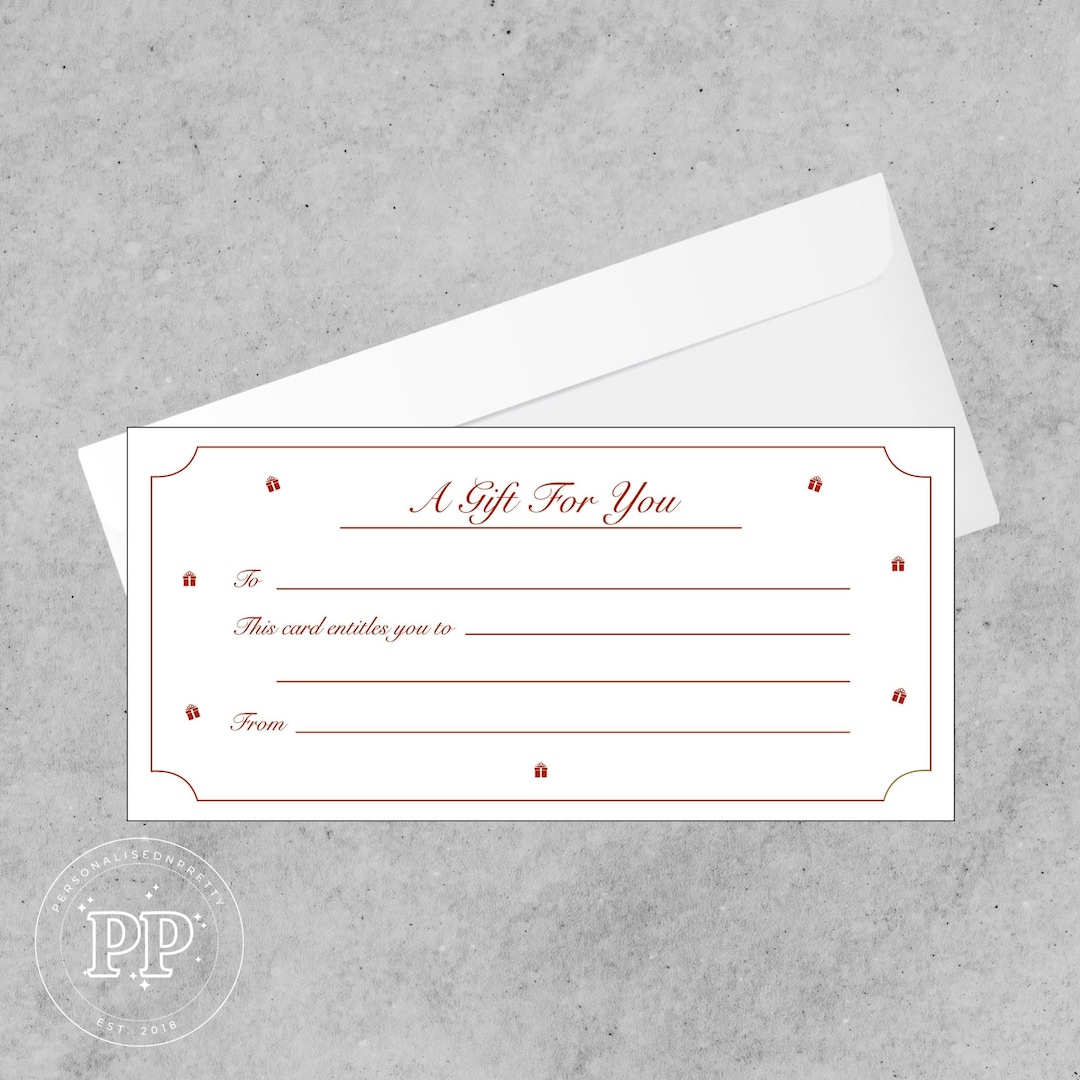 Custom Gift Voucher, Blank Voucher to Write Yourself, Custom Gift Card ...