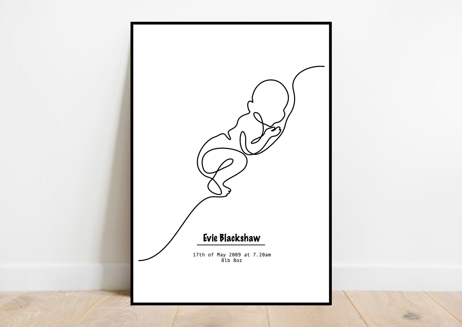 New Baby Print, Continuous Baby Line Drawing, New Birth Print, New Baby ...