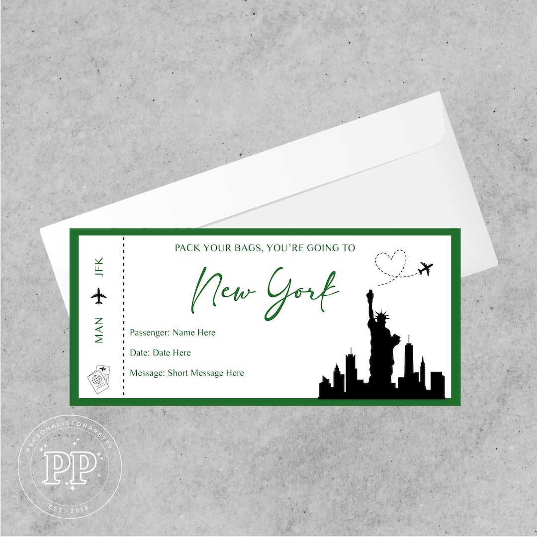 Custom City Break Ticket, Personalised Boarding Pass, Any Destination ...