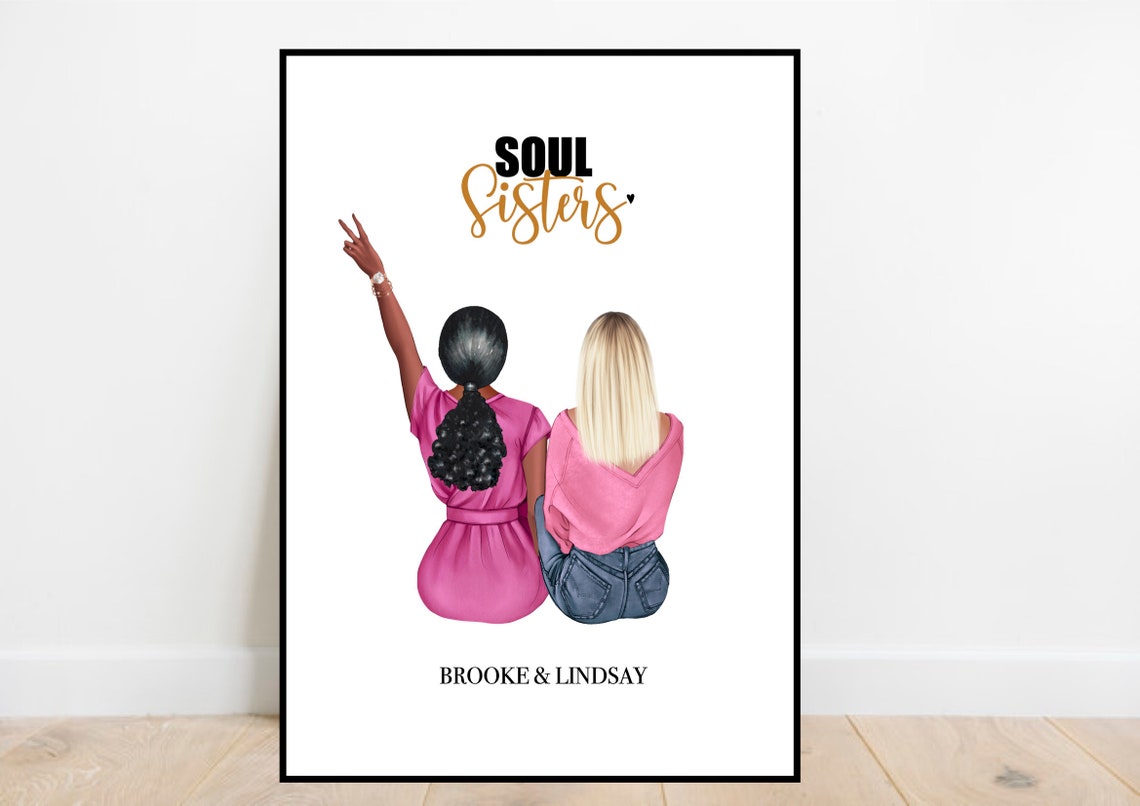 Personalised Friend Print Custom friendship portrait Besties | Etsy