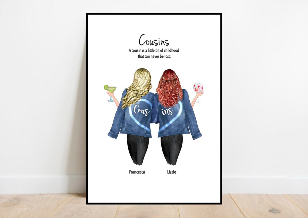 Cousins Personalised Print, Cousins Gift, Personalised Print, Birthday ...