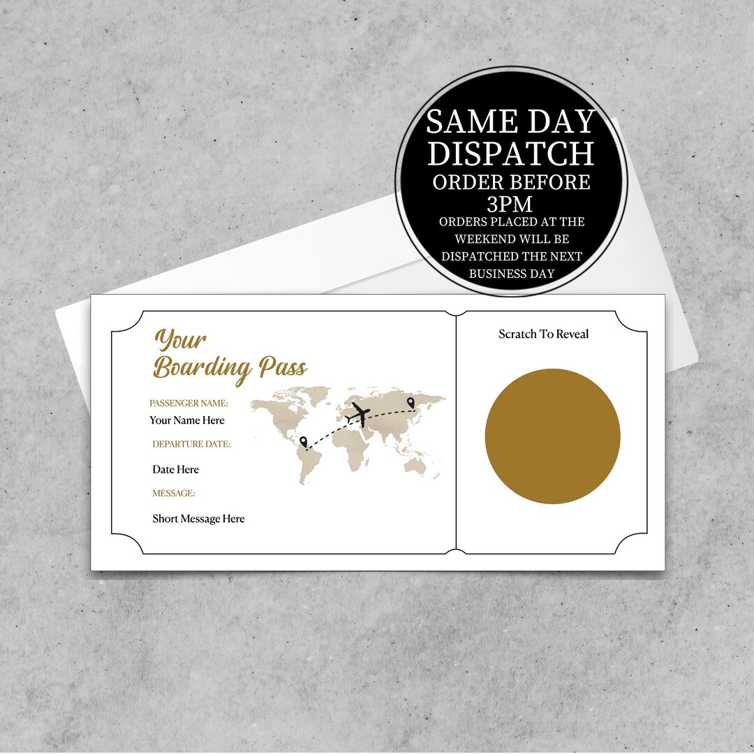 Personalised Scratch Reveal Boarding Pass, Scratch Reveal for Surprise ...