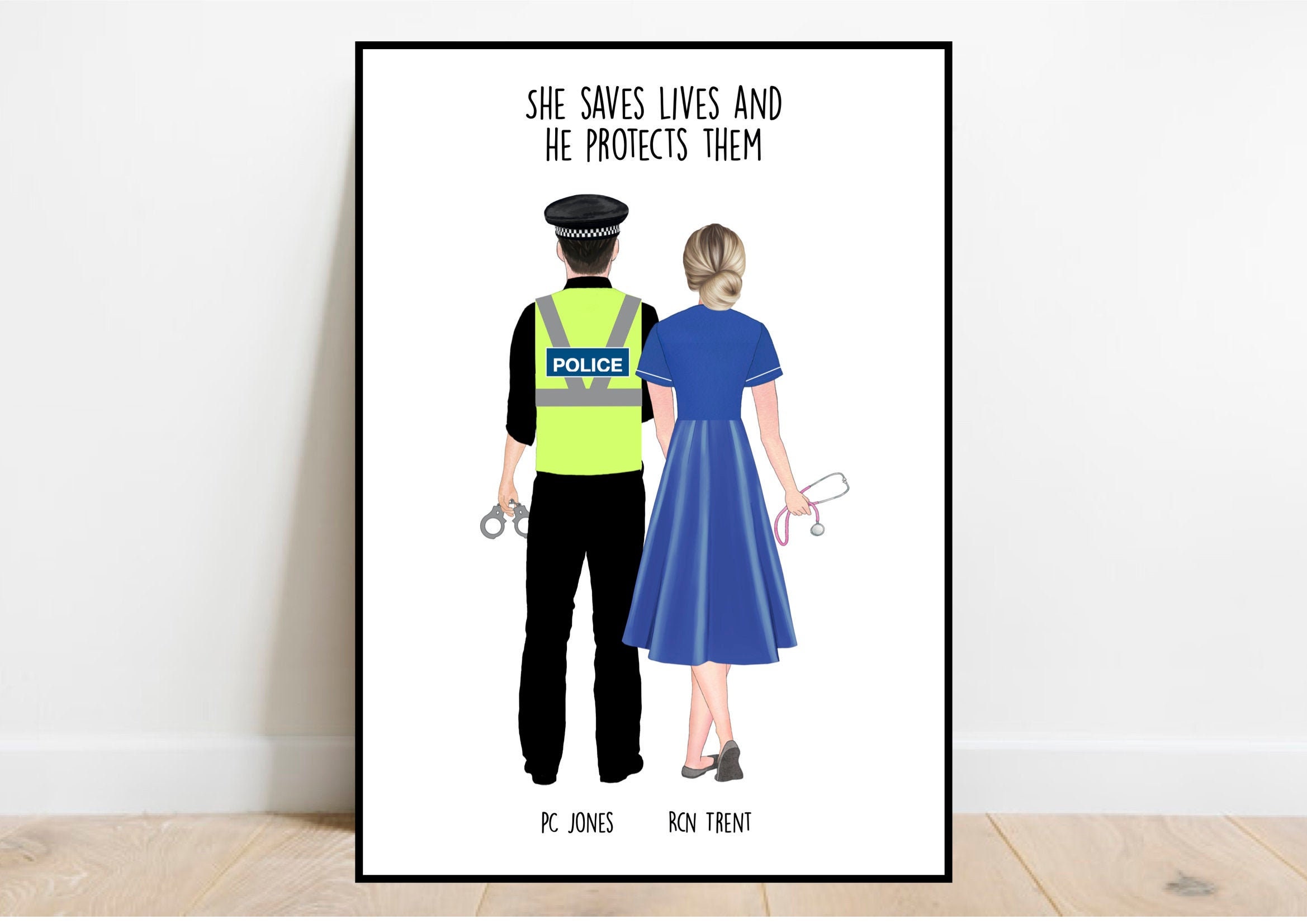 Custom Police and Nurse Couple Print Personalised Police - Etsy