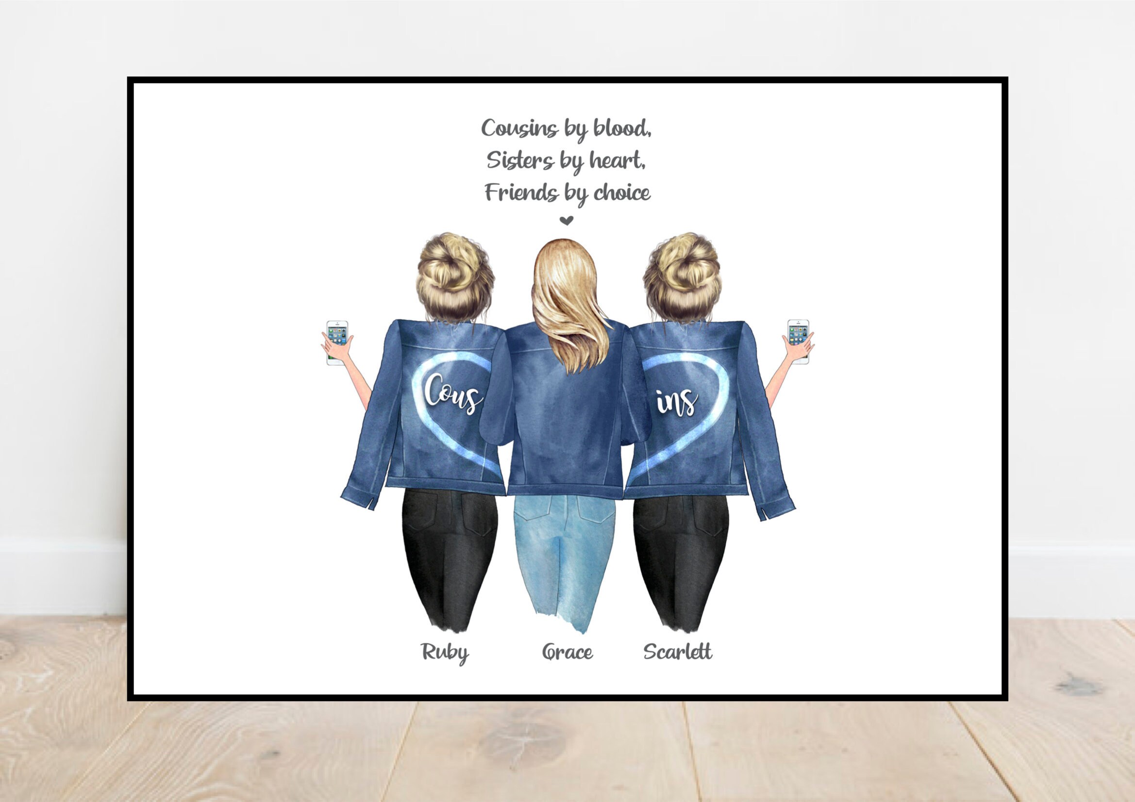 Personalised cousin print cousin print best friend print | Etsy