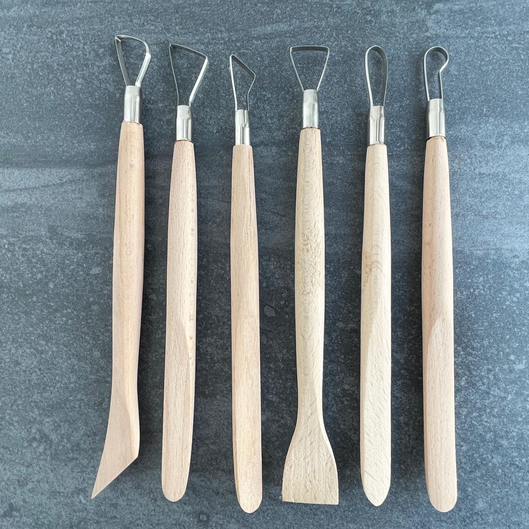 Set of 6 Wood Loop and Scraper Tools. Trimming Tools for Pottery ...